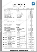 Ihi Mini Excavator 40Jx Parts Catalog
