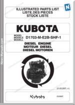 Kubota Engine D1703-M-E2B-Shf-1 Parts Manual